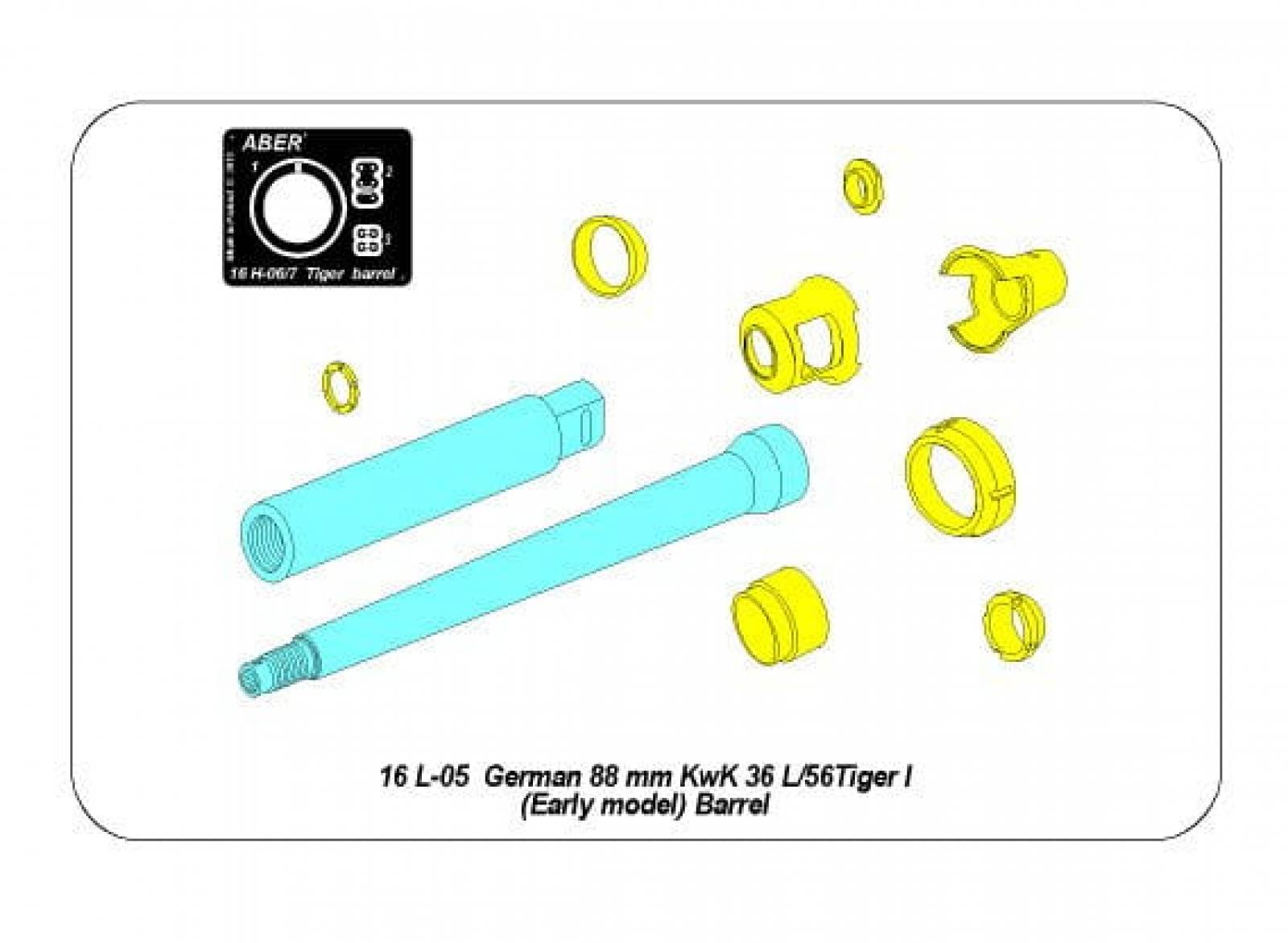 88 mm KwK 36 L/56 Tiger I Early Barrel - Tamiya,HobbyBoss - / 1:16 ...