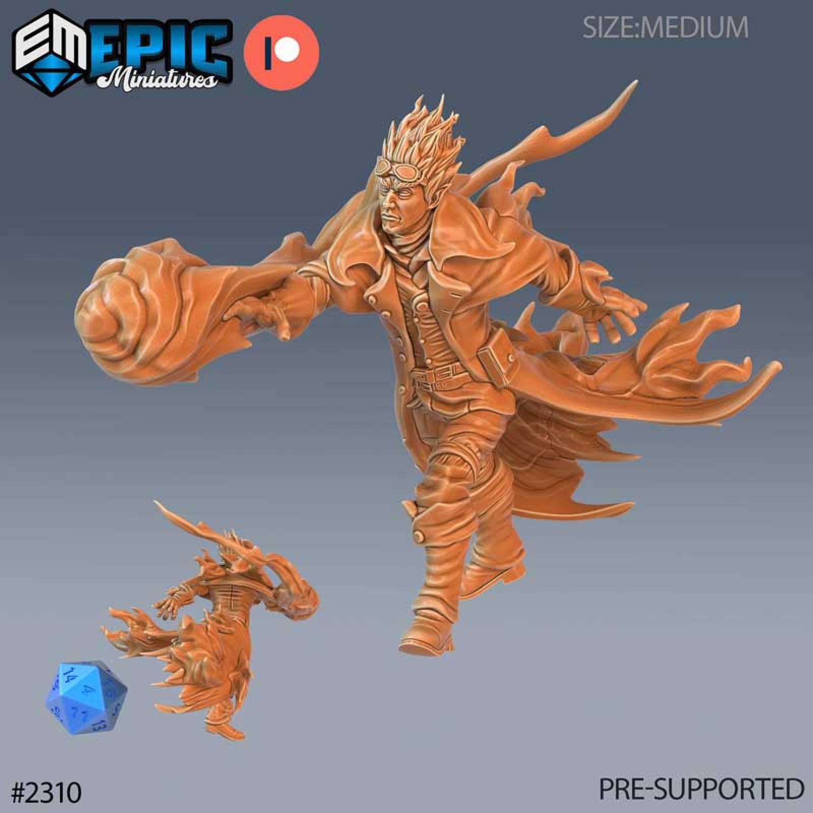 EPIC Miniatures EPIC1553 Arcane Dungeon - Fire Genasi Adventurer Fire Ball