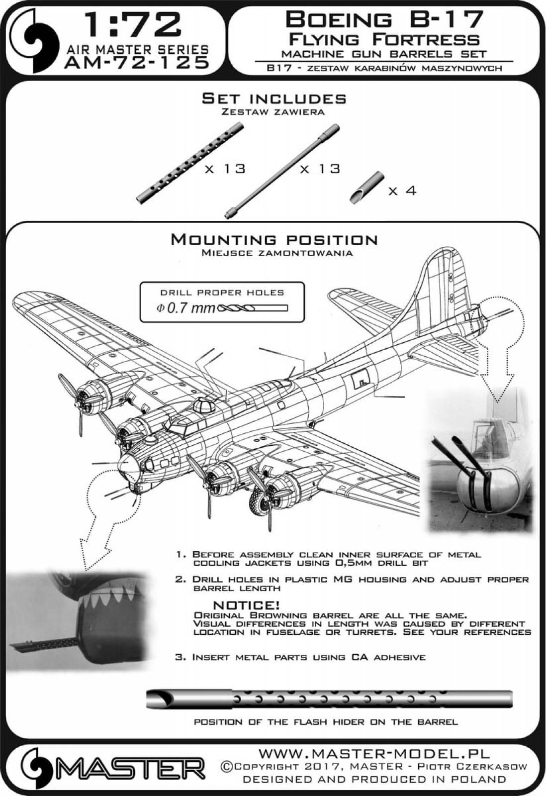 Master Model AM-72-125 Boeing B-17 Flying Fortress - machine gun set ...