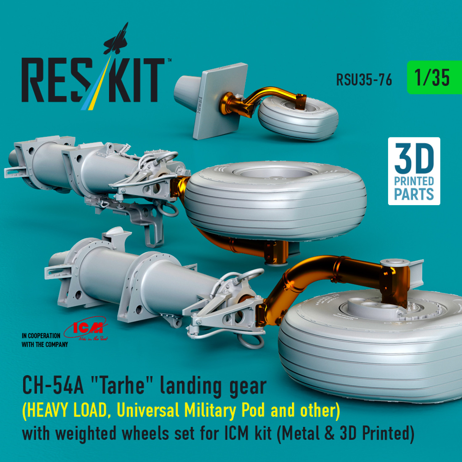 Reskit RSU350076 CH-54A Tarhe landing gear (HEAVY LOAD) weighted wheels ...