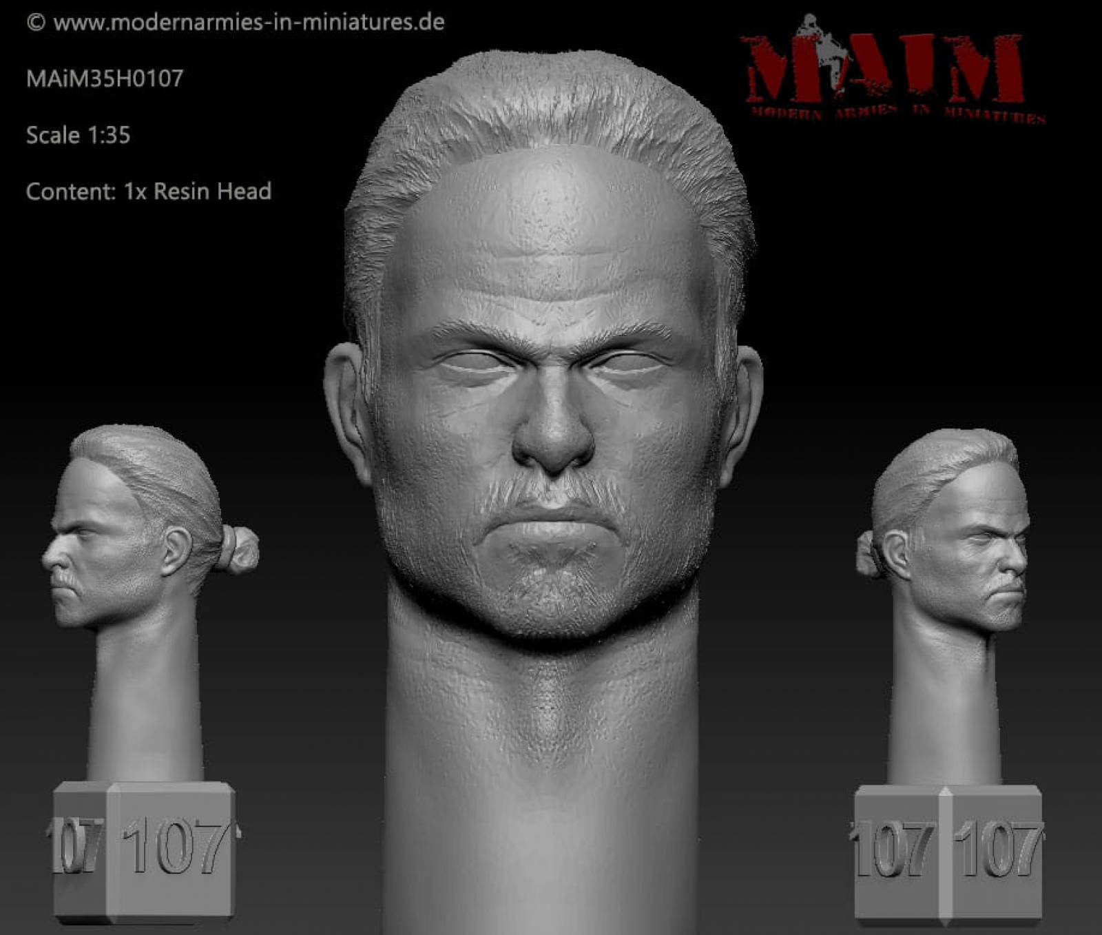 Modern Armies in Miniatures MAIM35H0107 Character Head - Agressive Face ...