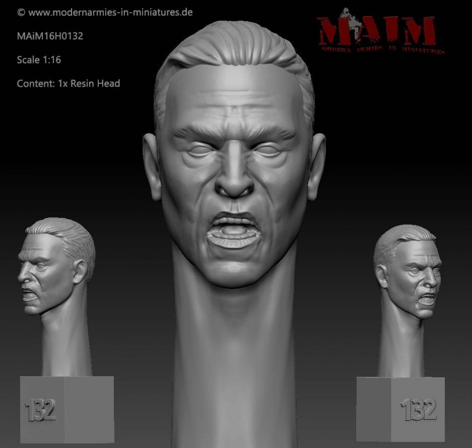 Modern Armies in Miniatures MAIM16H0132 Character Head - Screaming Face ...