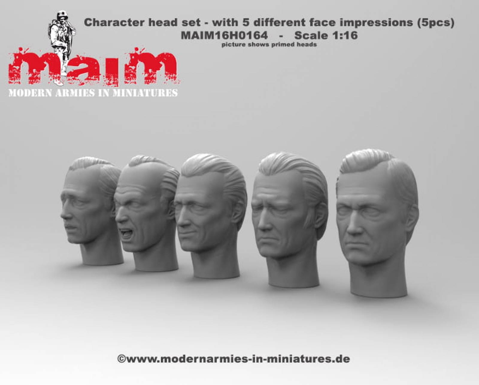 Modern Armies in Miniatures MAIM16H0164 Character Head Set with 5 ...