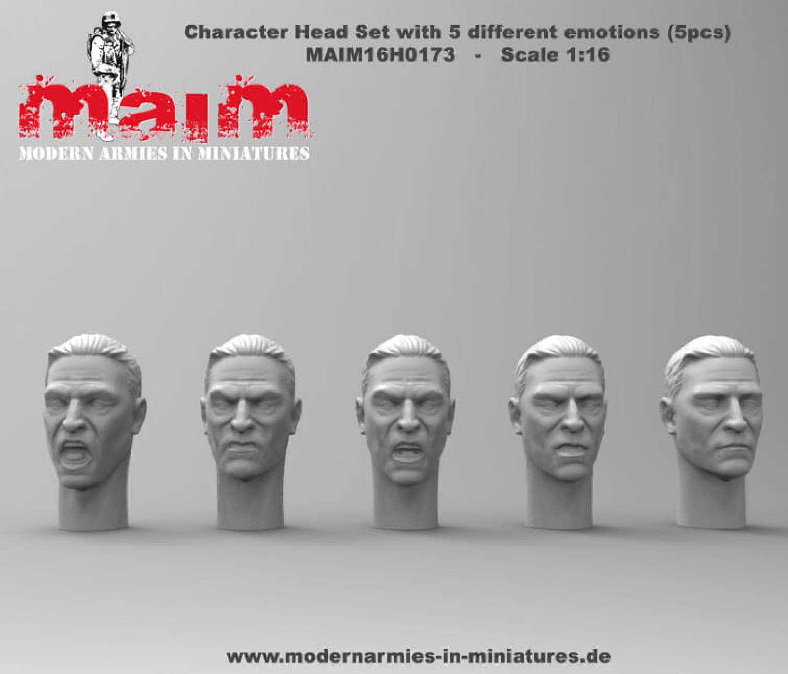 Modern Armies in Miniatures MAIM16H0173 Character Head Set with 5 ...