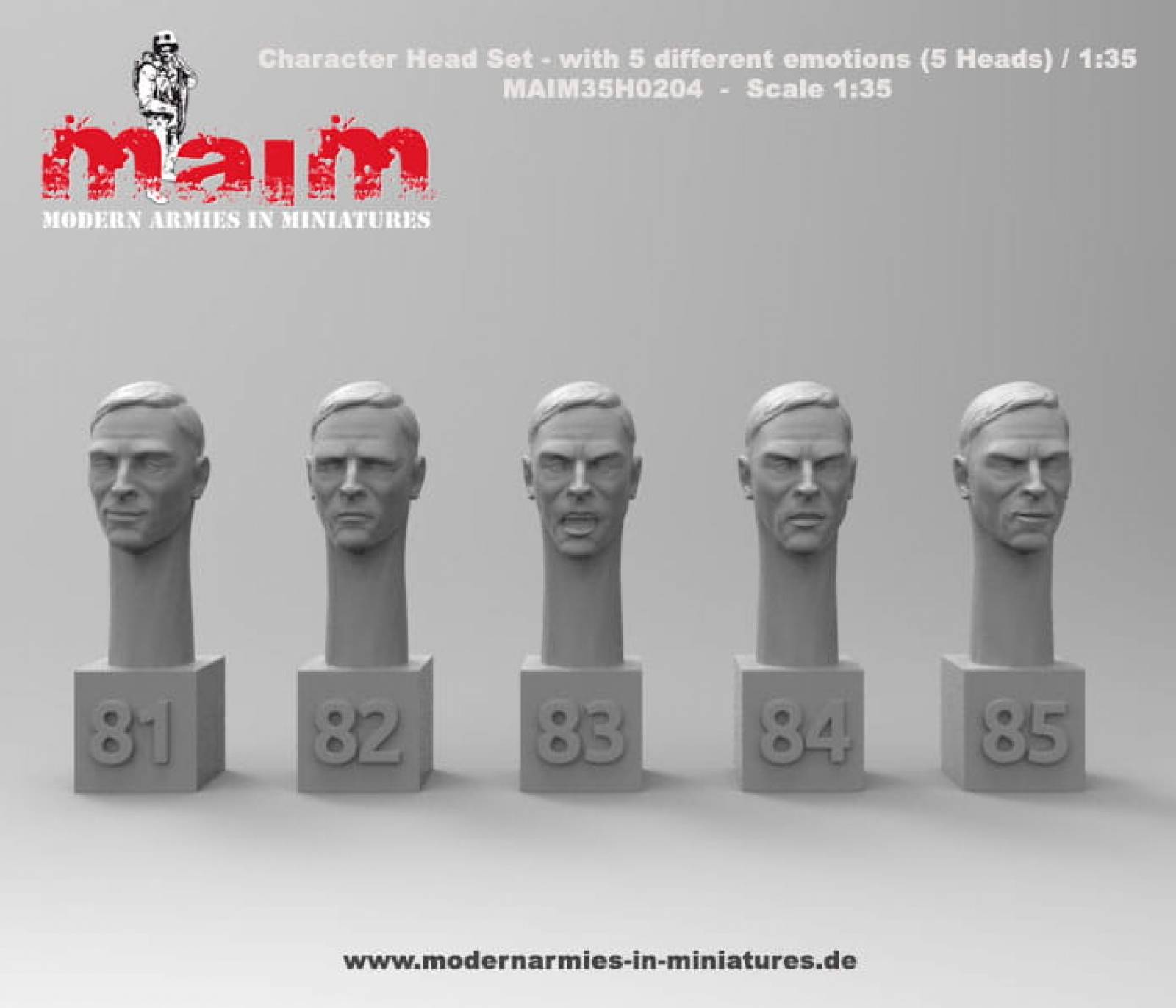 Modern Armies in Miniatures MAIM35H0204 Character Head Set with 5 ...