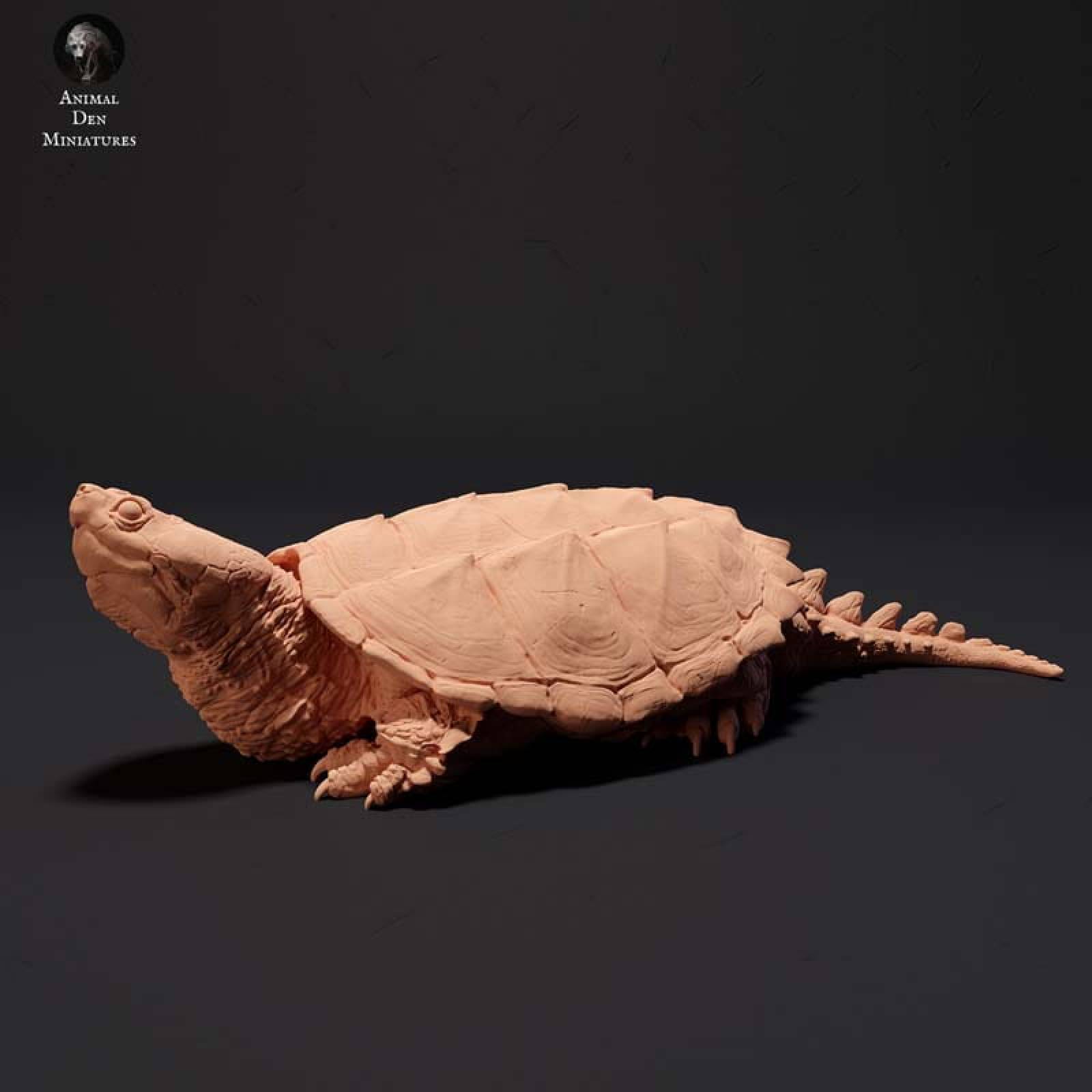 Animal Den Miniatures ADM0049 Common snapping turtle sunbathing