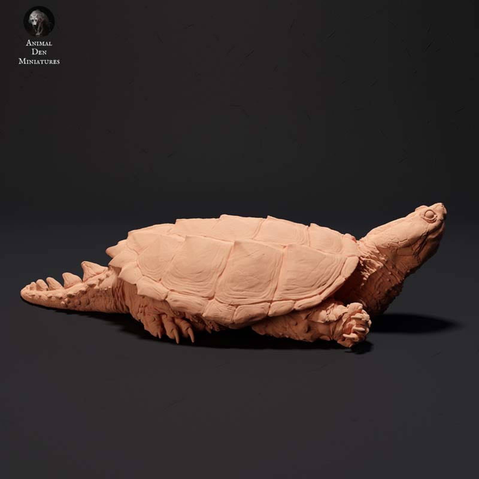 Animal Den Miniatures ADM0049 Common snapping turtle sunbathing