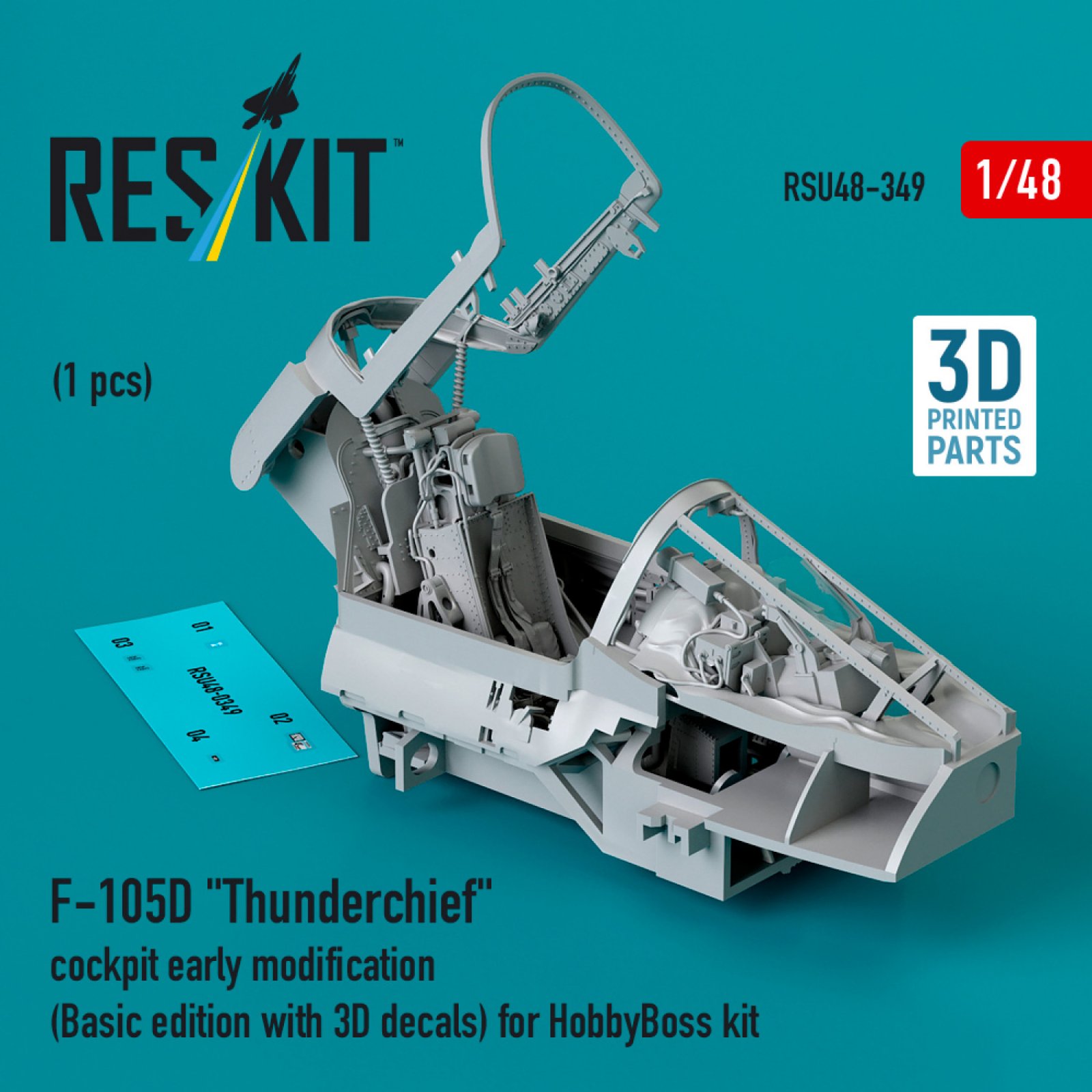 Reskit RSU480349 F-105D Thunderchief cockpit early modification for HobbyBoss kit (3D Printed ...