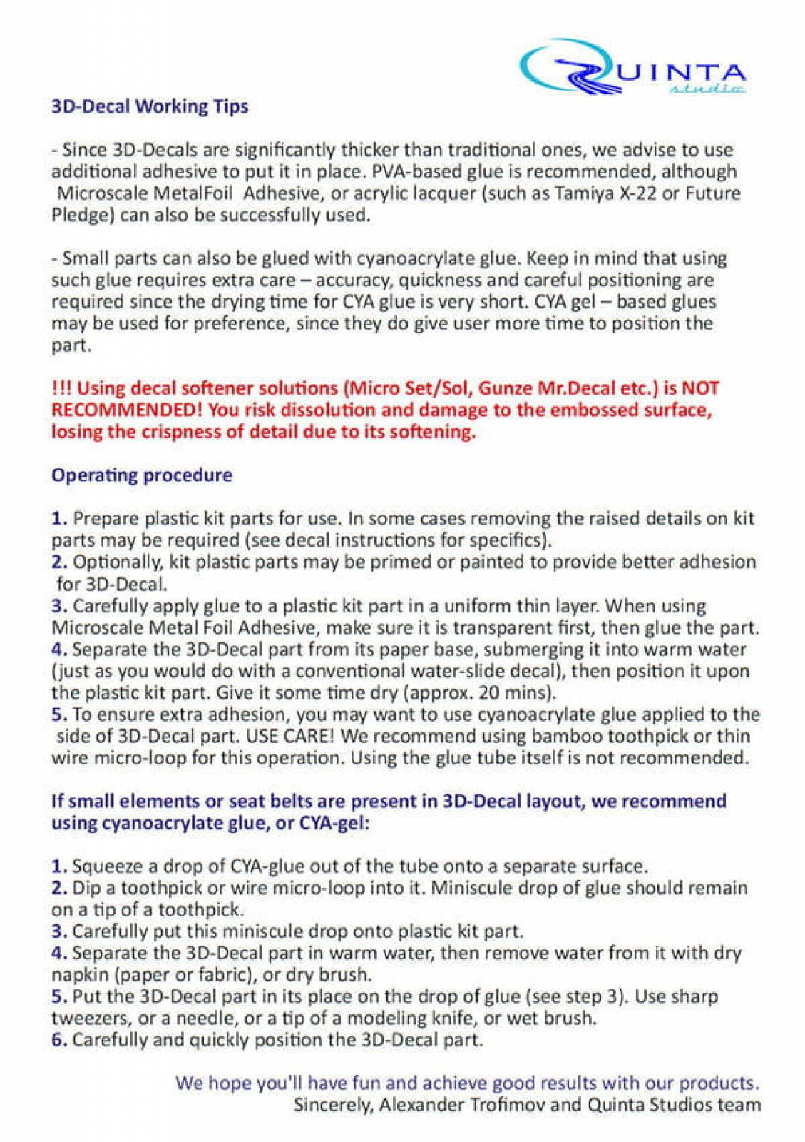 Quinta Studios QSDS32098 F-14A 3D-Printed & coloured Interior on decal ...