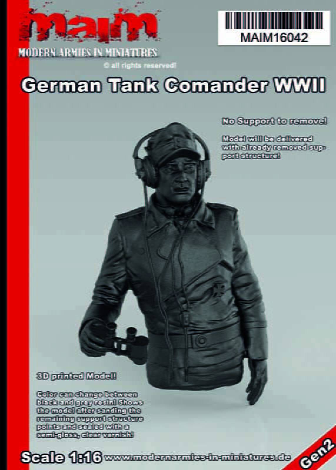 Modern Armies in Miniatures MAIM16042 German Tank Comander WWII (Half ...