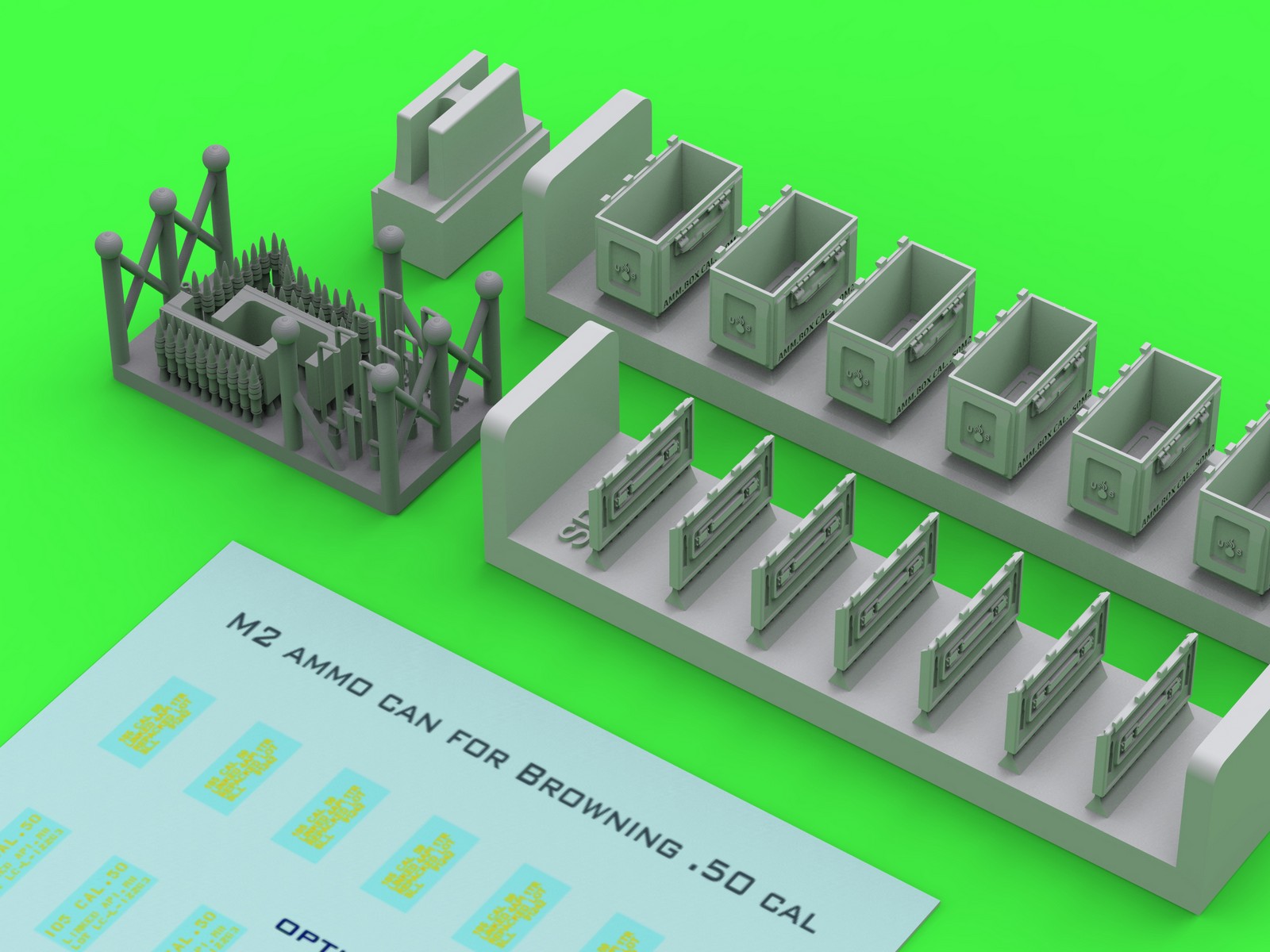 Master Model GM-35-067 M2 ammunition cans for Browning M2 .50 cal machine gun - WWII version (6 ...