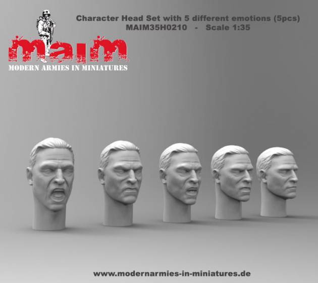 Modern Armies in Miniatures MAIM35H0210 Character Head Set with 5 ...