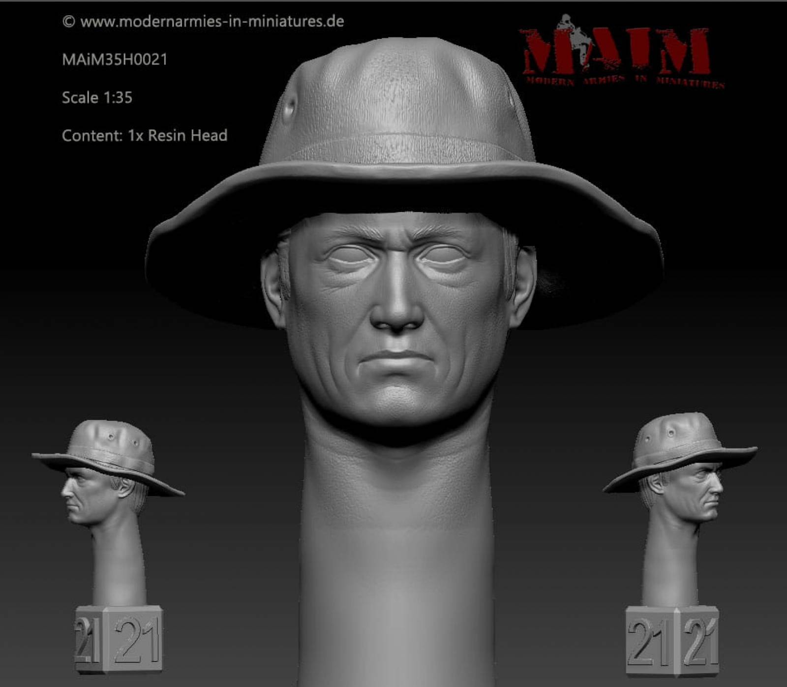 Modern Armies in Miniatures MAIM35H0021 Modern German Head w/Tropical ...