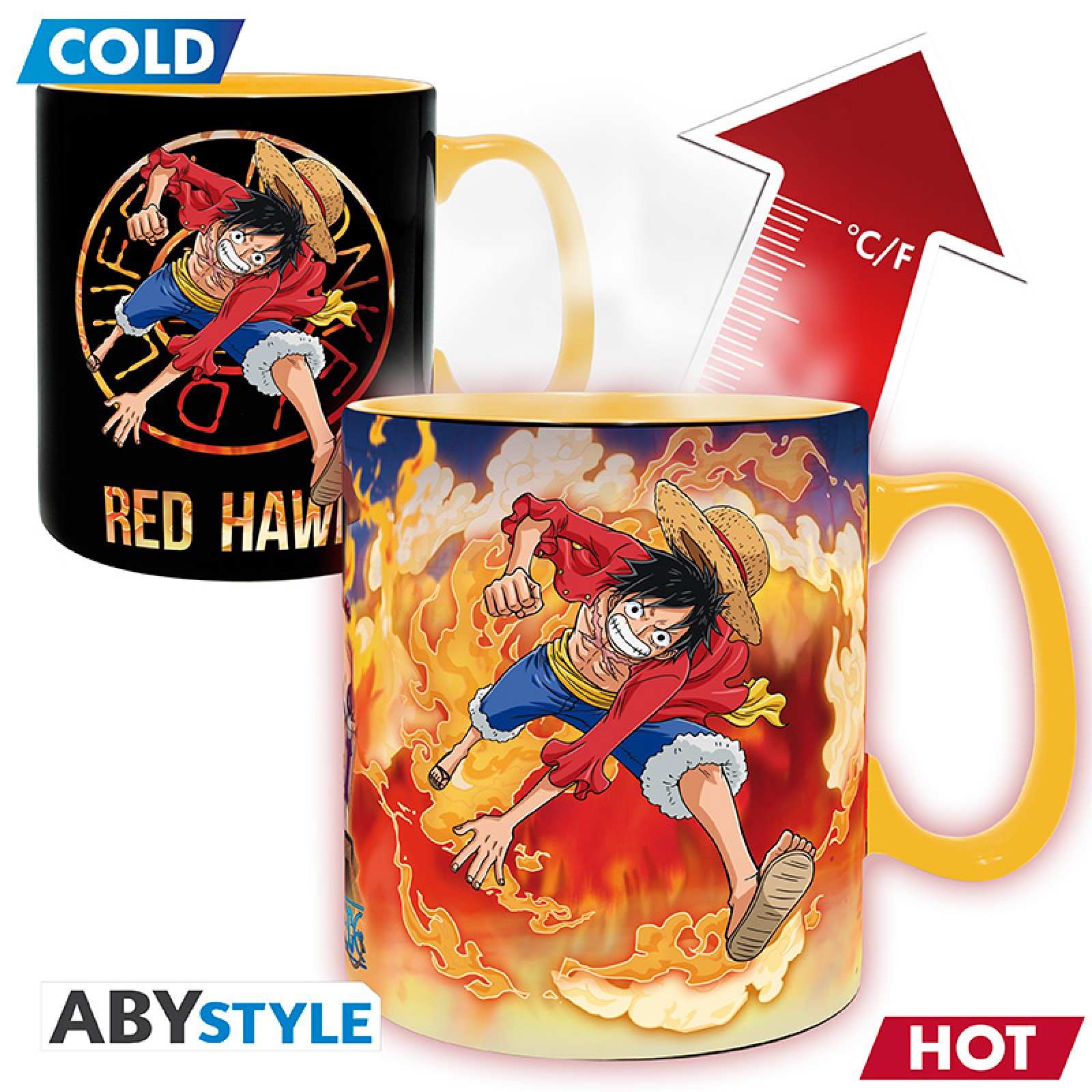 ABYstyle ABYMUGA445 ONE PIECE - Mug Heat Change - 460 ml - Luffy & Sabo-cardboard box