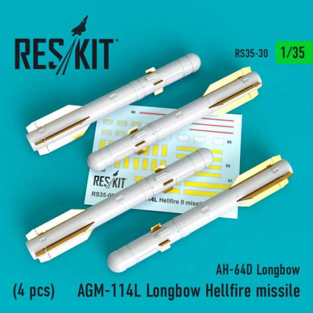 Reskit RS350030 AGM-114L Longbow Hellfire missiles (4 pcs) / 1:35