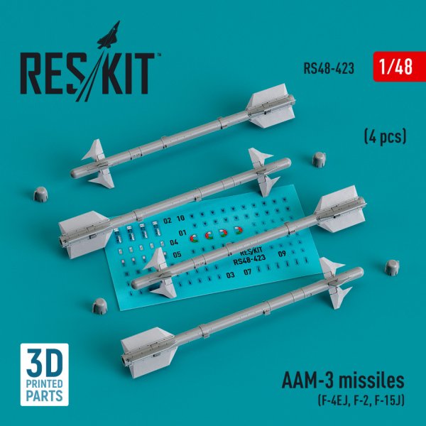 Reskit RS480423 AAM-3 missiles (4 pcs) (3D Printed) / 1:48