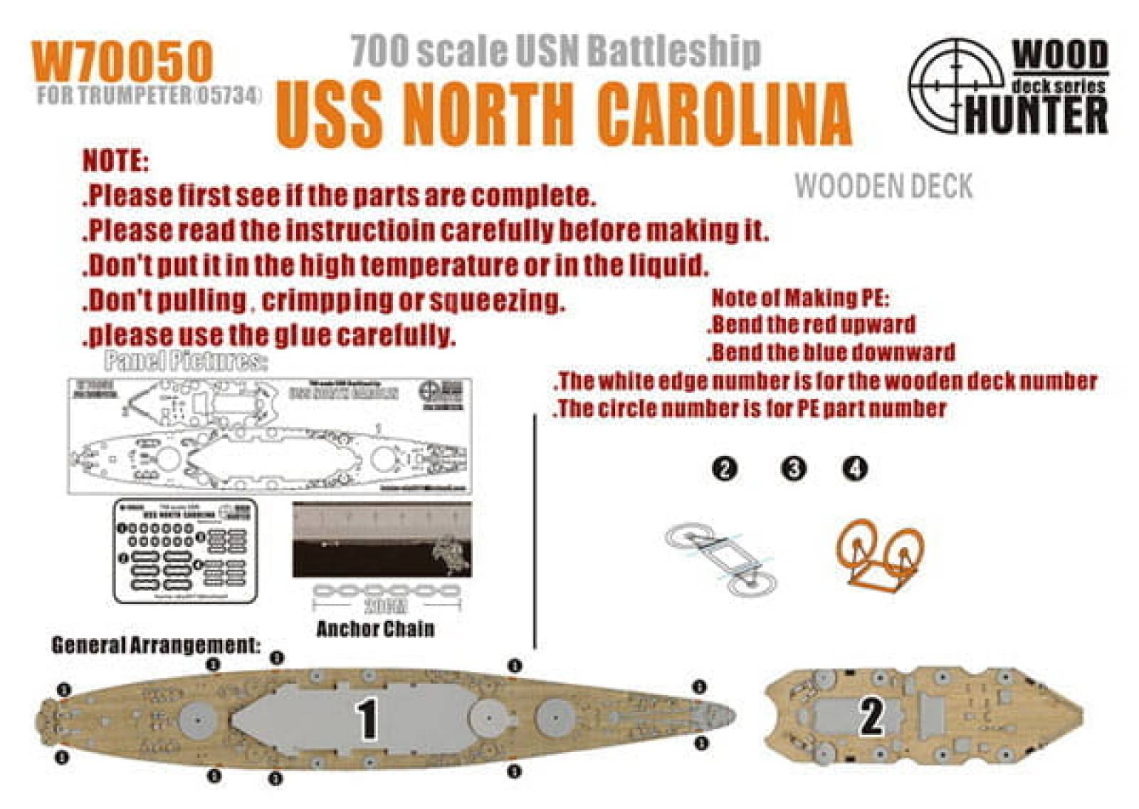 Flyhawk FHW70050 WWII Battleship USS North Carolina Wood Deck ...